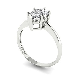 Clara Pucci 2.0 ct Pear Cut Solitaire Moissanite Engagement Wedding Bridal Promise Anniversary Ring 18K White Gold Size 5.25