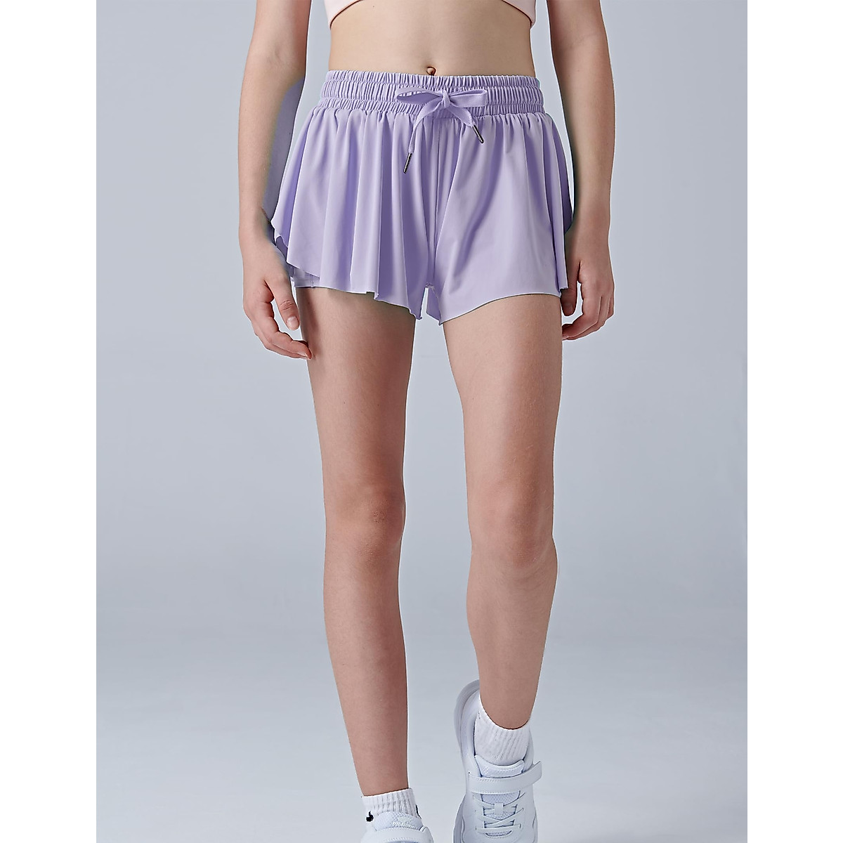 3 Pack Girls Flowy Shorts with Spandex Liner 2-in-1 Youth Butterfly Skirts for Fitness, Running, Sports (Set 4, Youth Medium)