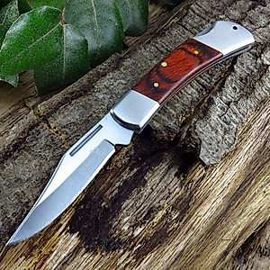 Wood Handle Basic Lockback Folding Knife Knife
