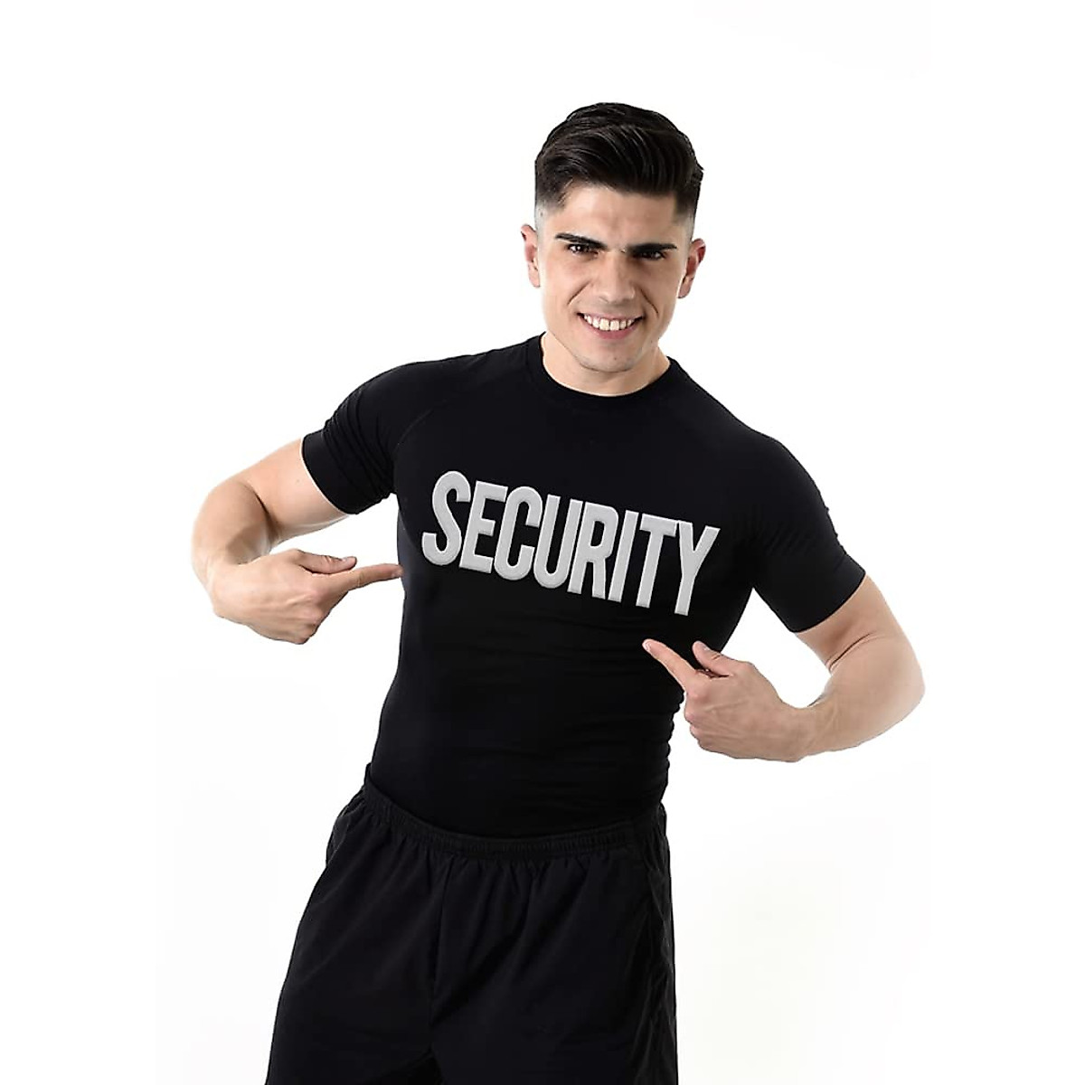 fresh tees Security T-Shirt 2 Sided Front Back Print | Event Safety Guard Staff | Graphic Tee for Men (Small,Black)
