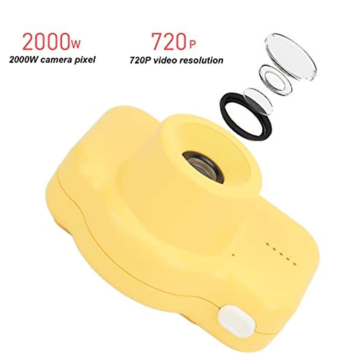 Kids Mini Camera, 720P Digital Children Camera Sturdy and Drop-Proof More Convenient to Use 2.0 Inch IPS Screen for Kids(Yellow Duck)