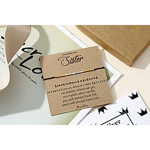 RareLove Sister Morse Code Beaded Bracelet Sister Birthday Gifts from Sister Long Distance Friendship Christmas Gifts Waterproof Gold Blue White Tiny Pony Seed Beads Black String