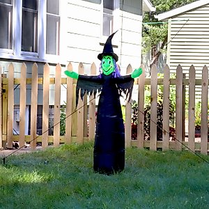Sunnydaze 5' Wendolyn The Wicked Witch Inflatable Outdoor Halloween Decoration - Built-in Fan Blower and 2 LED Lights