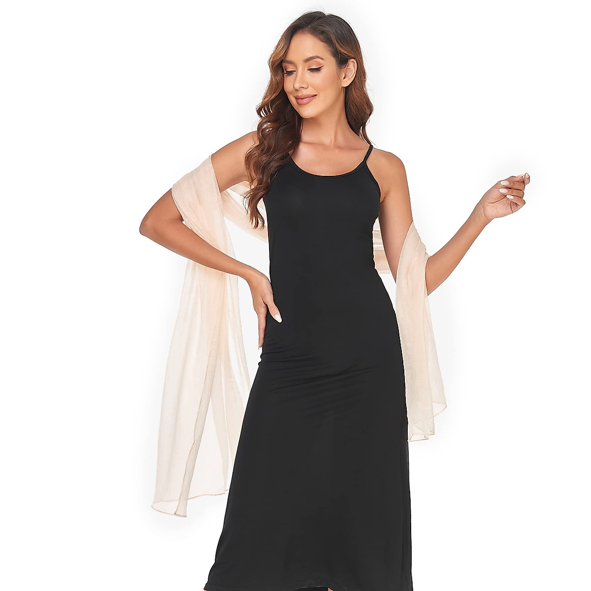 SURVODJA Women Shawls and Wraps for Evening Dress Lightweight Scarf Wedding Guest Shawl Wrap Bridesmaid Scarves(Champagne,79''×18'’)