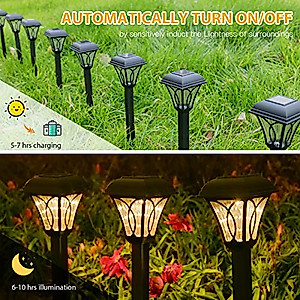 Dikeworf Solar Pathway Lights, 12 Pack Auto ON/Off Solar Garden Lights Outdoor IP44 Waterproof Solar Path Lights Landscape Decoration for Walkway Yard Lawn Patio(Warm White)