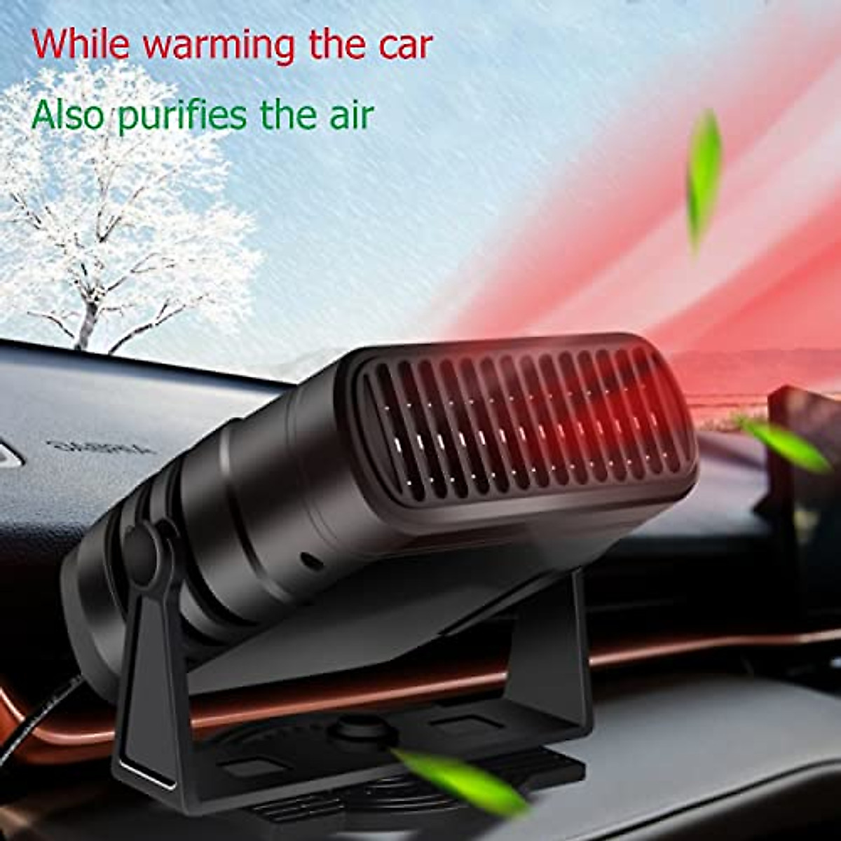 2023 Upgraded 12V Car Heater, YYoomi 150W Electronic Auto Defrost Defogger, 2 in 1 Portable Heating/Cooling Fan for Truck, 3-Outlet, Plug Into Cigarette Lighter, 360 Degree Rotary