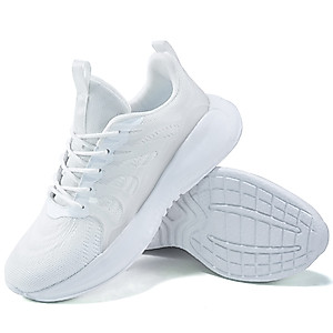 Ablanczoom Sneakers for Women Tennis Shoes Casual Comfortable Slip On Sneakers Women Walking Shoes Non Slip Lace Up Women Footwear White