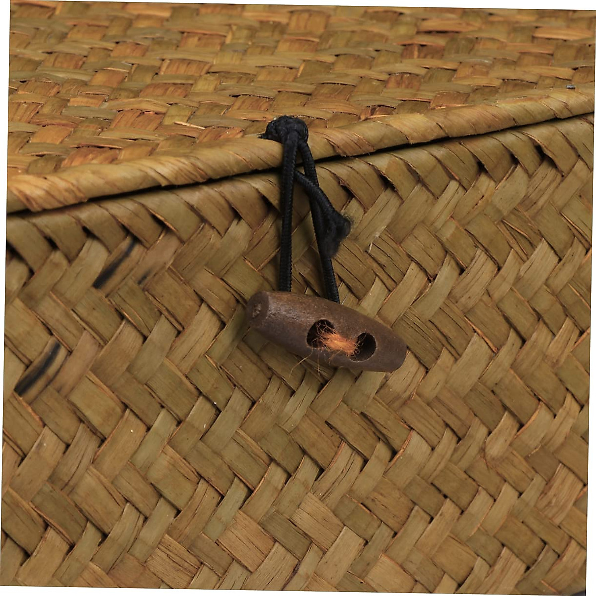 Straw Storage Basket with Lid Rattan Woven Desktop Organizer for Clothes Sundries and Home Decor