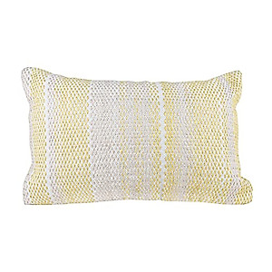 Foreside Home & Garden Yellow & Gray 14X22 Hand Woven Filled Outdoor Pillow
