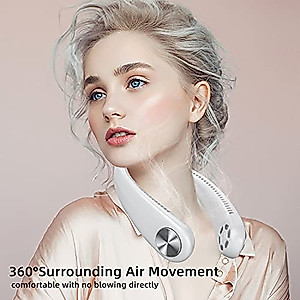 Neck Fan, Portable Fan Personal Fan Hands Free Bladeless Neck Fan 3 Speeds Adjustment 360° Cooling USB Wearable Fan Rechargable Hanging Neck Fan for Women, Men, Office, Travel, Outdoor