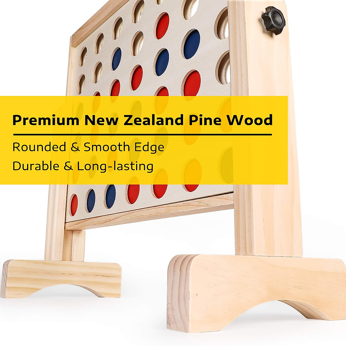 A11N 4-in-a-Row Game with Carrying Bag | 20x20 inch Board | Premium Wooden 4 Connect Game for Family Fun