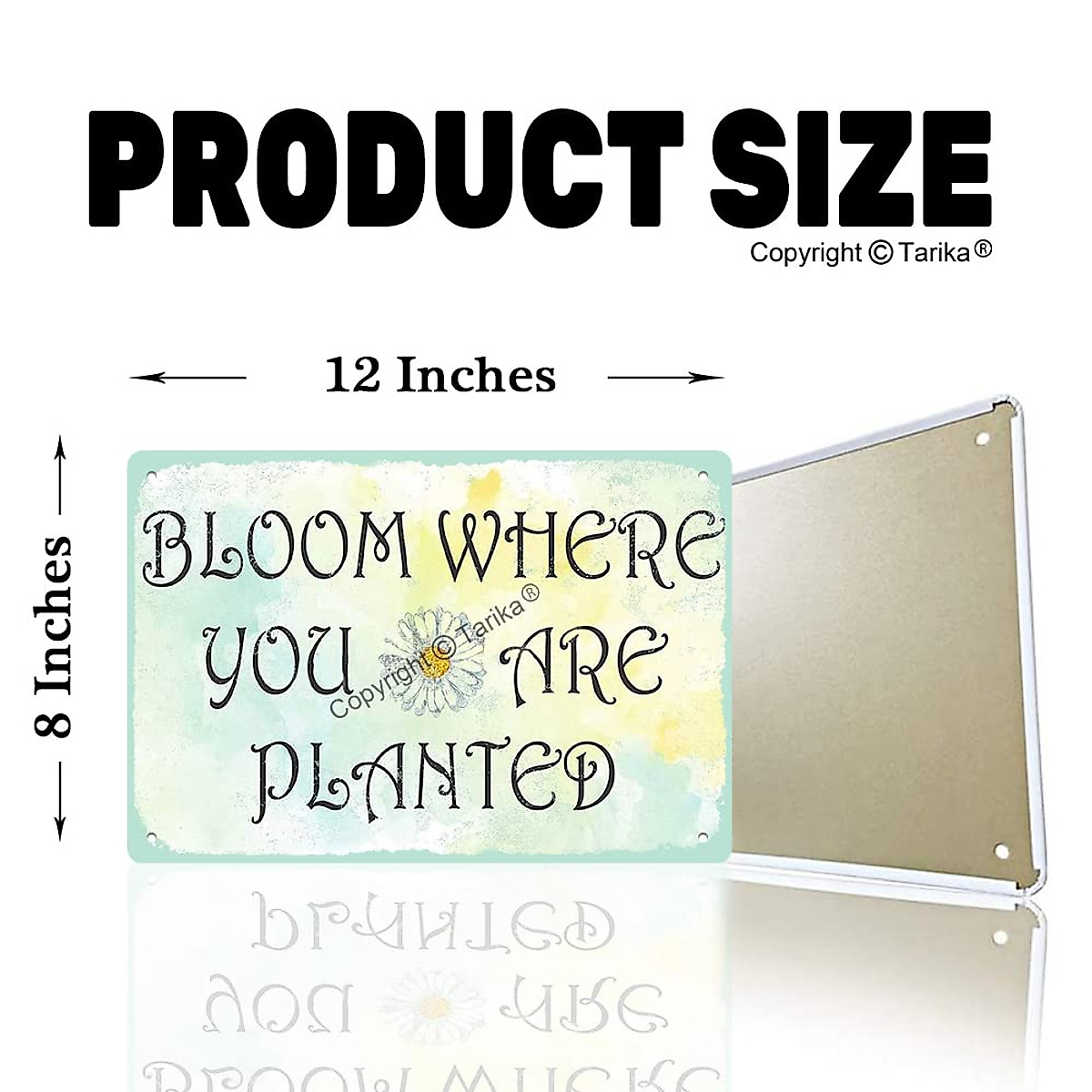Bloom Where You are Planted 8X12 Inch Tin Retro Look Decoration Crafts Sign for Home Kitchen Bathroom Farm Garden Garage Inspirational Quotes Wall Decor