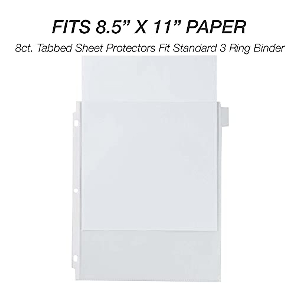 Samsill 8 Tab Recipe Dividers, Recipe Sleeves, Sheet Protector Dividers, with Tab Inserts, Clear, Super Heavyweight, Top Loading, 3 Hole Punched for Standard Letter Size Binders, Archival Safe