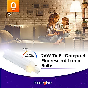 lumenivo Replacement Bulb for Philips PL-C15MM/28W/827 Philips PLC15mm 28w 27 GX32d-3 T4 Compact Fluorescent 2 pin Base - 2700K Warm White - 10000 Hours - 1600 Lumens