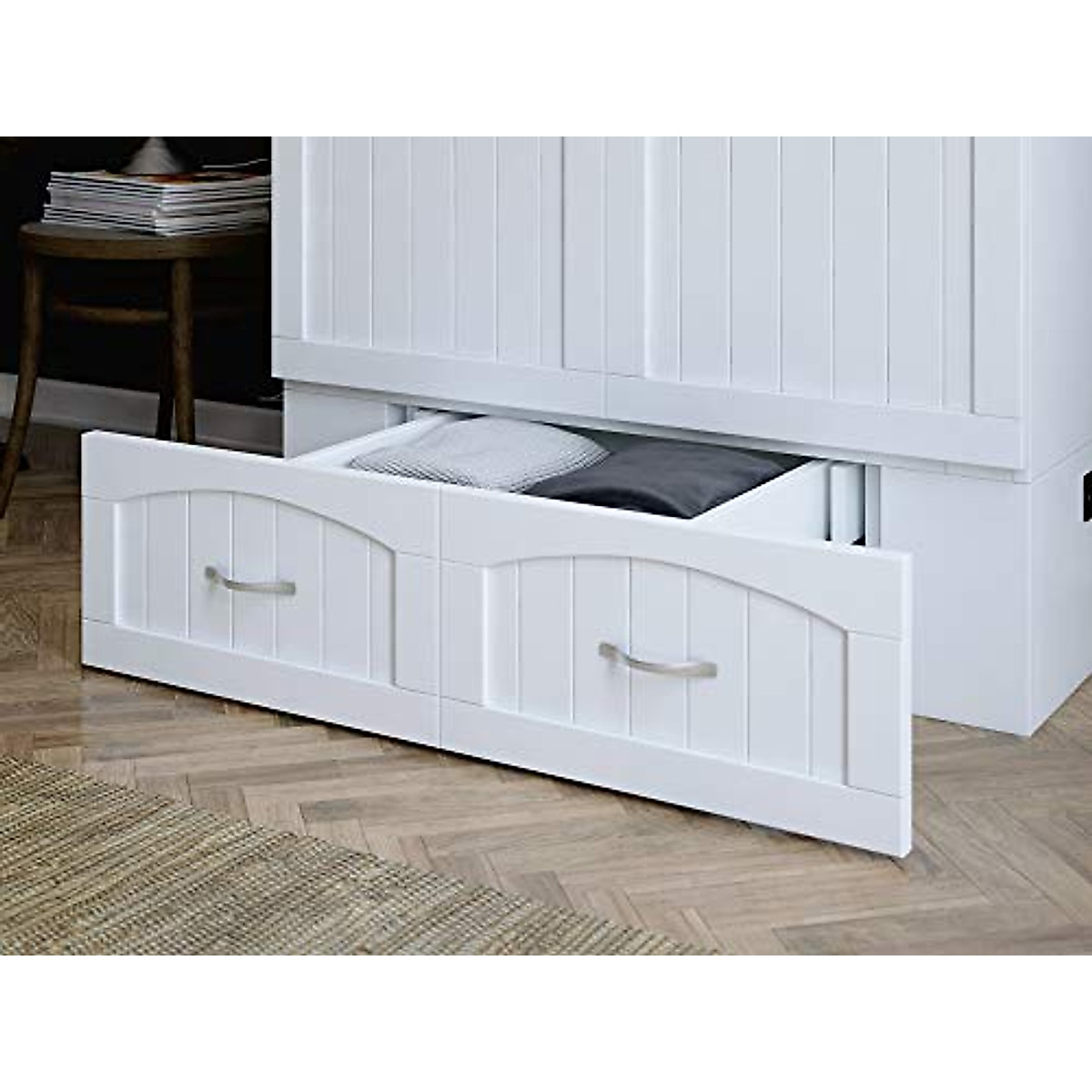 AFI Southampton Murphy Bed Chest with Charging Station, Twin XL, White