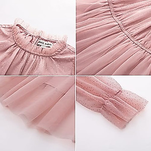 GRACE KARIN Girls Pink Dress Mesh Long Sleeve Flared Party Dresses Size 5-6 Fall Flower