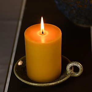 JONERAY Beeswax Pillar Candles 3x4Inch, Pure Natural Beeswax Candles - Unscented, Long Lasting Burn Time, Smokeless and Dripless