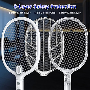 PALONE Electric Fly Swatter Rechargeable, Electric Bug Zapper Racket with Light, Mosquito Swatter, 4000V Detachable Dual Modes Fly Zapper, Mosquito Killer for Indoor Outdoor 2 Pack