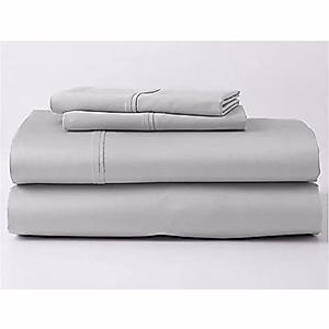 4 Piece Premium Sheet Set Cotton Full_54"x75", 100% Egyptian Cotton, 1000 Thread Count, 16 Inch Deep Pocket of Cotton Sheets, (Light Grey Solid) 100% Long Staple Sateen Soft Combed Cotton