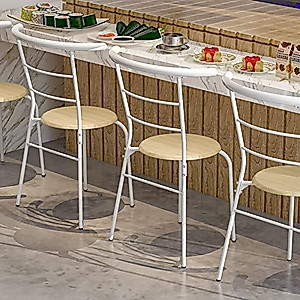 Bonzy Home Patio Chairs Set of 4, Metal Indoor-Outdoor Chairs, Lounge Chairs for Outside Pool, Bistro, Cafe, Restaurant, Kitchen, Wooden Stool Stackable Side Chairs with Back