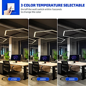 Barrina LED Hexagon Light, DIY Linear Light, Dimmable Hanging Shop Light, 2700K 4000K 5000K Color Changing, Linkable Office Light Fixtures, Seamless Connection, 5568-0-10V Series