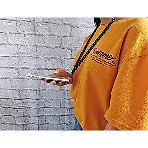 Tainada Stick On Adhesive PU Leather Animal Silhouette Wallet Cash ID Credit Card Holder with Detachable Neck Lanyard Compatible with Most Smartphones + One Cord Wrapper (Pink Cat)