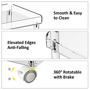 AQUIVER Acrylic Slim Storage Cart - 4 Tiers Narrow Rolling Cart - Utility Cart for Kitchen, Bathroom, Living Room, Laundry - 15.6 '' L x 10.2 '' W x 33.9 '' H