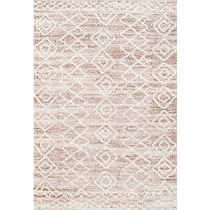 nuLOOM Vinita Moroccan Diamonds Shag Area Rug, 4' x 6', Light Beige