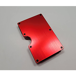 Brushed Aluminum Minimalist Slim Wallet with RFID Blocking and Money Clip for Men and Women. Great Gift for Dad Husband Wife Brother for Birthdays and Christmas. (Crimson)