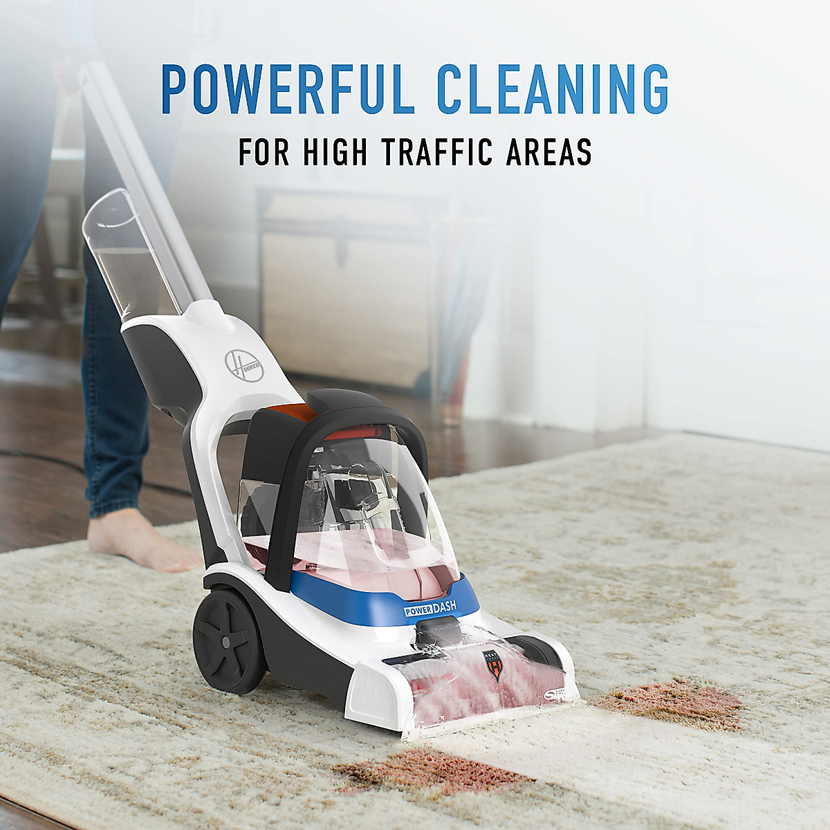 Hoover PowerDash Pet Compact Carpet Cleaner, Shampooer Machine, Lightweight, with Storage Mat, FH50750, Blue