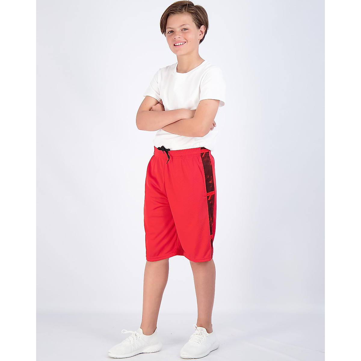 Boys Workout Quick Dry Shorts Youth Clothes Mesh Active Athletic Basketball Soccer Kid Gym Running Teen Dry-Fit L (12-14) 5-Pack