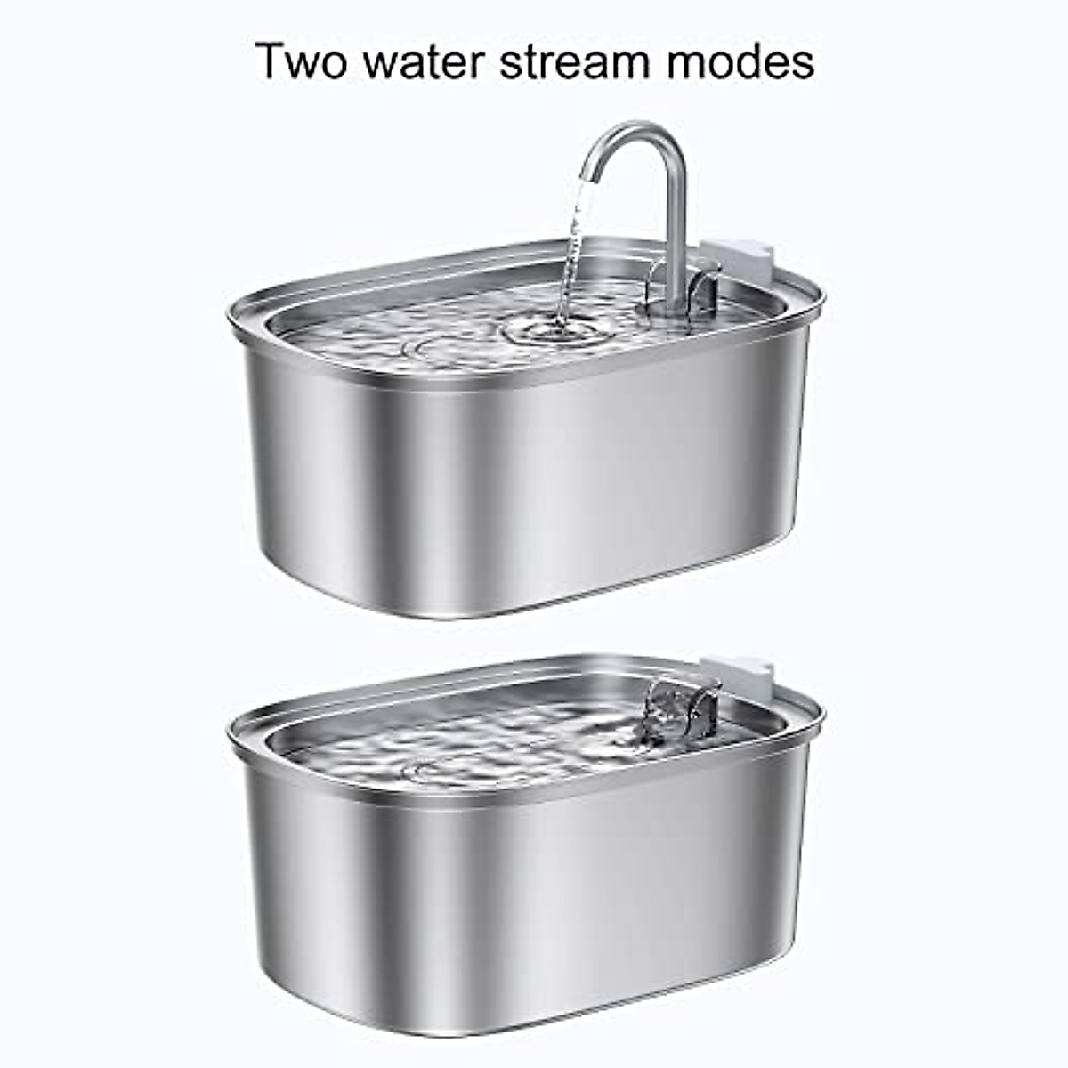 Cat Water Fountain Stainless Steel, 0.8gal/108oz Pet Water Fountain, 3 Replacement Carbon Filters, Automatic Cat Fountain with Quiet Pump Suitable for Cats, Dogs and Multi-pet households (Rectangle)