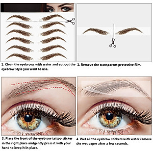 18 Sheets 180 Pairs Eyebrow Tattoo Stickers 4D Hair Like Authentic Waterproof Peel off Eyebrow Grooming Shaping Makeup Sticker for Women Girls (Brown)