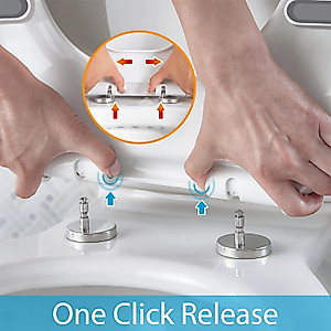 Elongated Toilet Seat - Heavy Duty Toilet Lid with Thick Premium UF Material, Soft Close & Quick Release, Top Fix to Install and Clean for Most Brand Standard Toilet Seats by WEKEY - White