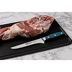 ARCOS Boning Knife 6 Inch Nitrum Stainless Steel and 160 mm blade. Professional Butcher Knife to Slice Bones from Meat. Ergonomic Polypropylene Handle. Series Brooklyn. Color Blue.
