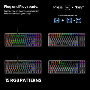 Pulsar Gaming Gears - PK003 Lunar Alloy TKL Mechanical Gaming Keyboard Brown Tactile RGB LED Rainbow Backlit USB Wired Game Keyboards for Windows PC PS5 PS4 Xbox 87 Keys Outemu Switches FPS