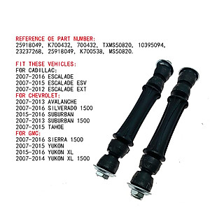 2 Sway Bar Stabilizer End Link Front Left Right Pair Set for Cadillac Chevrolet GMC Replace 25918049 K700432 700432 TXMS50820 10395094 23237268 25918049 K700538 MS50820