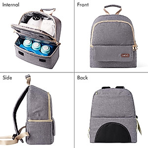 NCVI Breastmilk Cooler Bag with 2 Ice Pack, Breast Pump Bag with Cooler Fits 6 Bottles, Double Layer Breast Milk Baby Bottle Cooler Bag, for Travel, Nursing Mom Daycare, Work, Picnic, Black