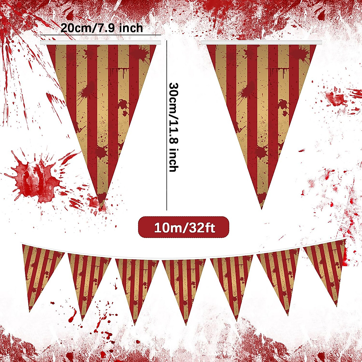 Halloween Decoration Evil Circus Clown Carnival Porch Banner,WELLCOME TO CARNIVALC Clown Sign Hangging Bloody Splatter Carnival Decor Triangle Bunting Flag for Halloween Decoration Carnival Birthday