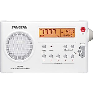 Sangean PR-D7 AM/FM Digital Rechargeable Portable Radio - White, One Size