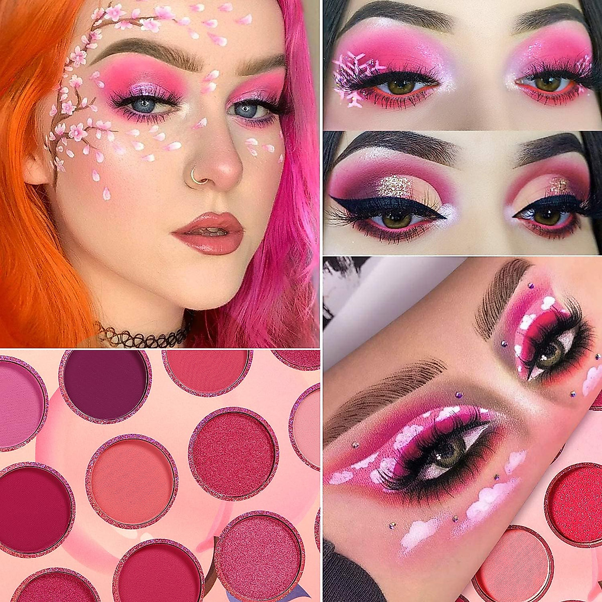 DE'LANCI Pink Purple Eyeshadow Palette, 12 Colors High Pigment Matte Shimmer Barbie Eye Shadow Makeup Pallet, Small Bright Peach Red Eyeshadow Pallets, Long Lasting Shades for Girl Women Summer Travel