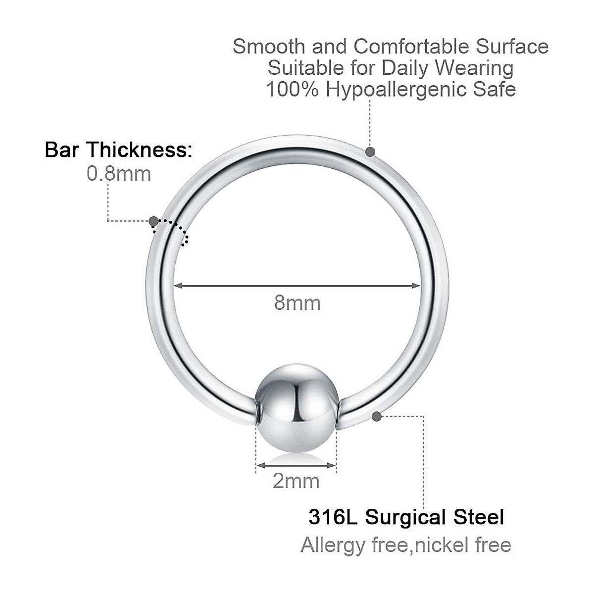 AVYRING 22G or 20G Nose Rings Hoop Stainless Steel Nose Nostril Septum Rings Lip rings Medusa Piercing Jewelry