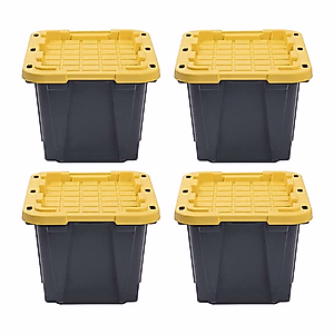 CX Original BLACK & YELLOW 12-Gallon Storage Containers with Lids, Stackable (4 Pack)
