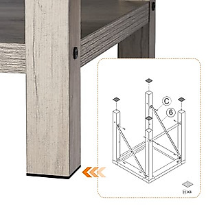 IDEALHOUSE Farmhouse End Table 18.1" Sofa Side End Table for Living Room 3-Tier Industrial Gray Storage Nightstand Table with Removable Middle Shelf (Used as 2-Tier Table) Easy Assembly X Metal Frame