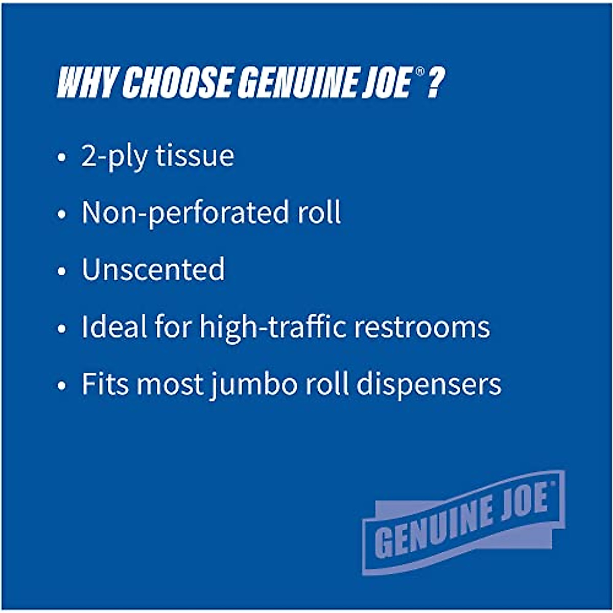 Genuine Joe GJO2565012 2-ply Jumbo Roll Dispensor Bath Tissue