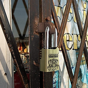 Alarm Padlock - Anti-Theft Heavy Duty Security Alarm Lock - 120db Alarm Sound - Weather Proof for Door Storehouse Truck with 4 Keys (10mm) Bronze