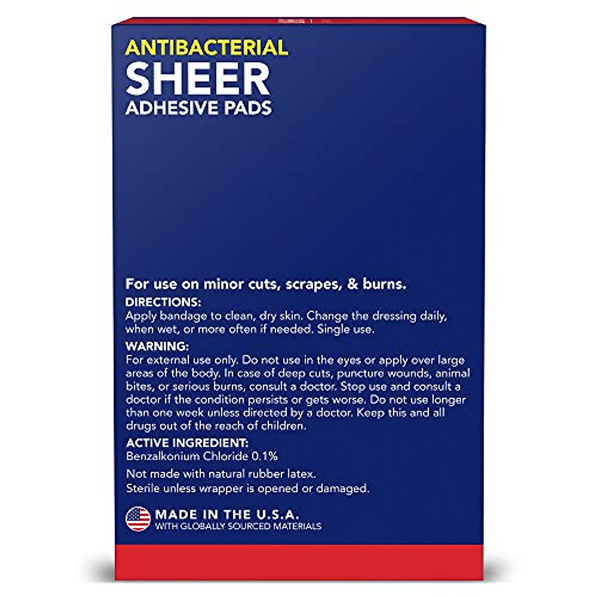 All Health Antibacterial Sheer Adhesive Pad Bandages, 3 in x 4 in, 30 ct | Helps Prevent Infection, Extra Large Comfortable Protection for First Aid and Wound Care