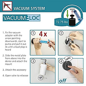 WENKO, Chrome, Towel Vacuum-Loc System, No Drilling Wall Hook, Rustfree, Dimensions 1.57 x 2.56 x 2.36 in, 4x6,5x6 cm
