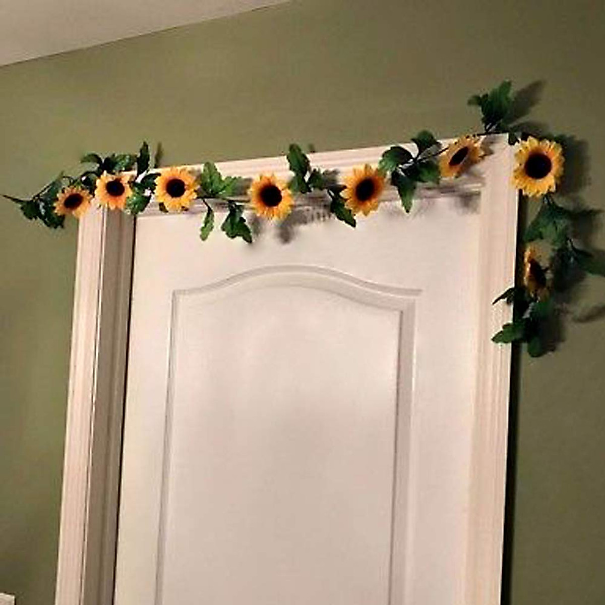 HO2NLE 4Pcs Artificial Sunflowers Hanging Vine 8.2ft Silk Fake Flowers Garlands Spring Summer for Office Room Kitchen Garden Birthday Wedding Baby Shower Party Table Decor