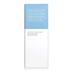 Cosmedica Hyaluronic Acid Serum for Skin – 4 Fl. Oz Hydrating Facial Moisturizer with Anti-Aging Skin Care Properties. Beauty and Skin Care